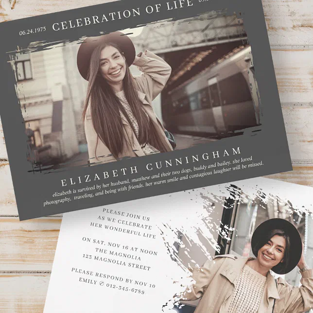 For Her Celebration of Life Modern Simple Photo Invitation | Zazzle