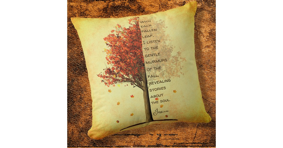 For Her Fall Maple Tree With Inspirational Quote Throw Pillow | Zazzle
