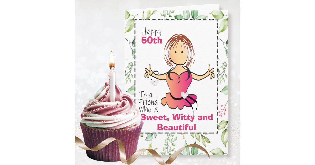 For Her Funny Snarky Woman Cartoon 50th Birthday Card | Zazzle