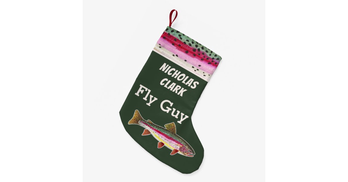 For Him - a Rainbow Trout Fly Fishing Men's Small Christmas Stocking ...