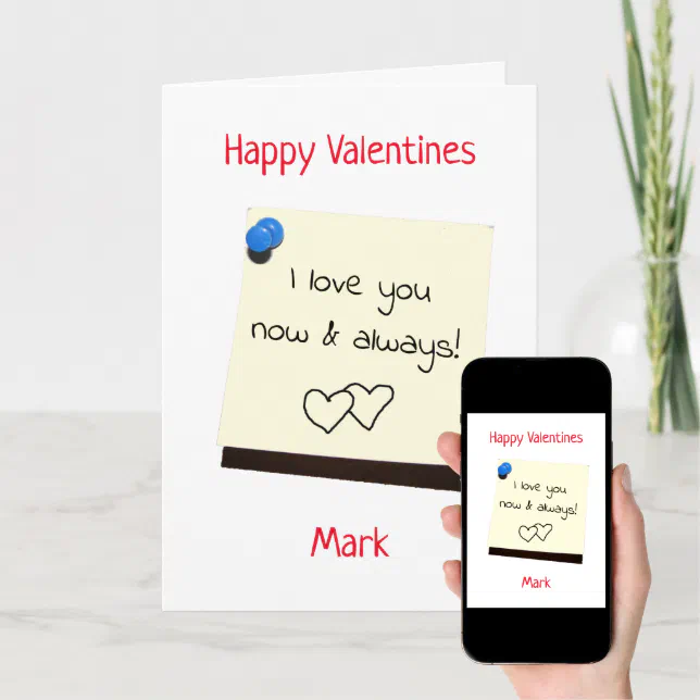 For him post it love note valentines card | Zazzle