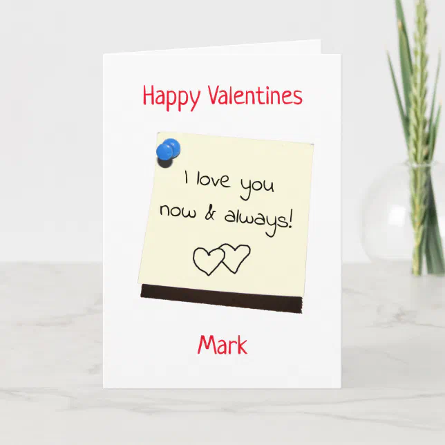 For him post it love note valentines card | Zazzle