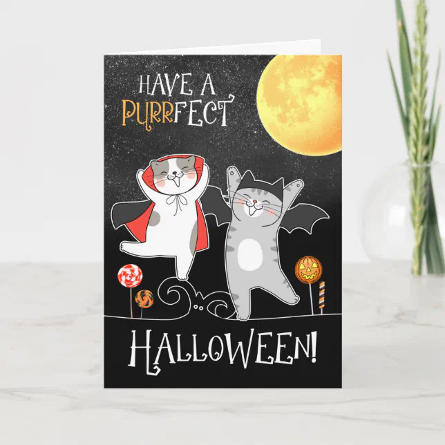for Kids Halloween Funny Cats in Costumes Card | Zazzle