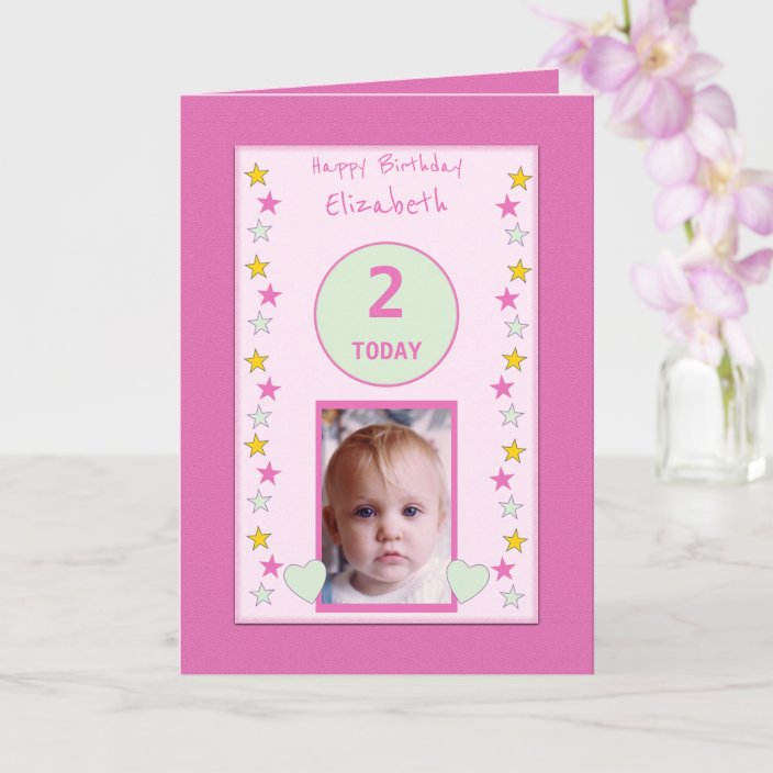 For kids little girl pink Birthday photo greeting Card | Zazzle.com
