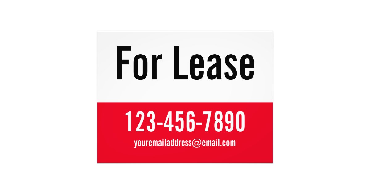 For Lease Red and White Phone Number Window Sign | Zazzle