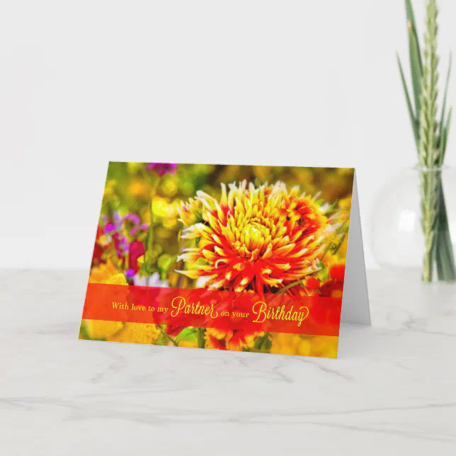 For Life Partner Birthday Wildflower Garden Card | Zazzle