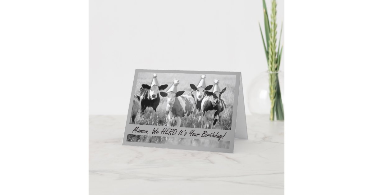 For Mamaw Funny Birthday Cows Card | Zazzle