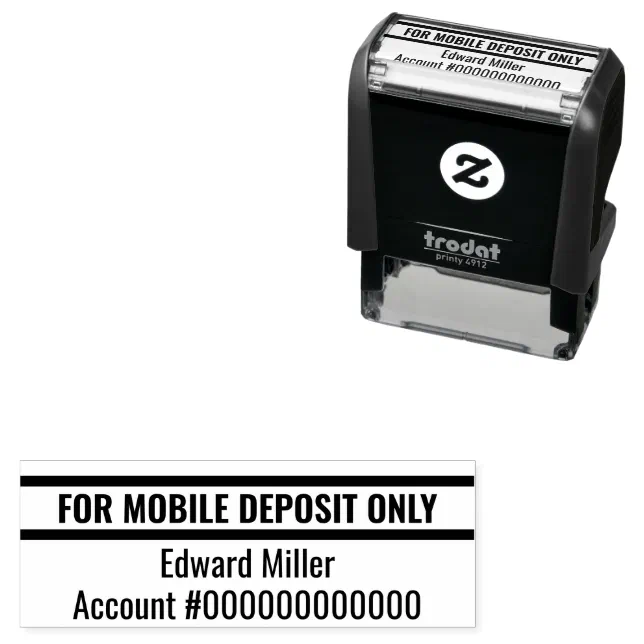 For Mobile Deposit Only and Bank Account Number Self-inking Stamp | Zazzle