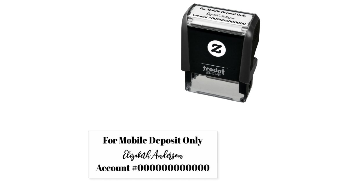 For Mobile Deposit Only Bank Account Cursive Name Self-inking Stamp ...