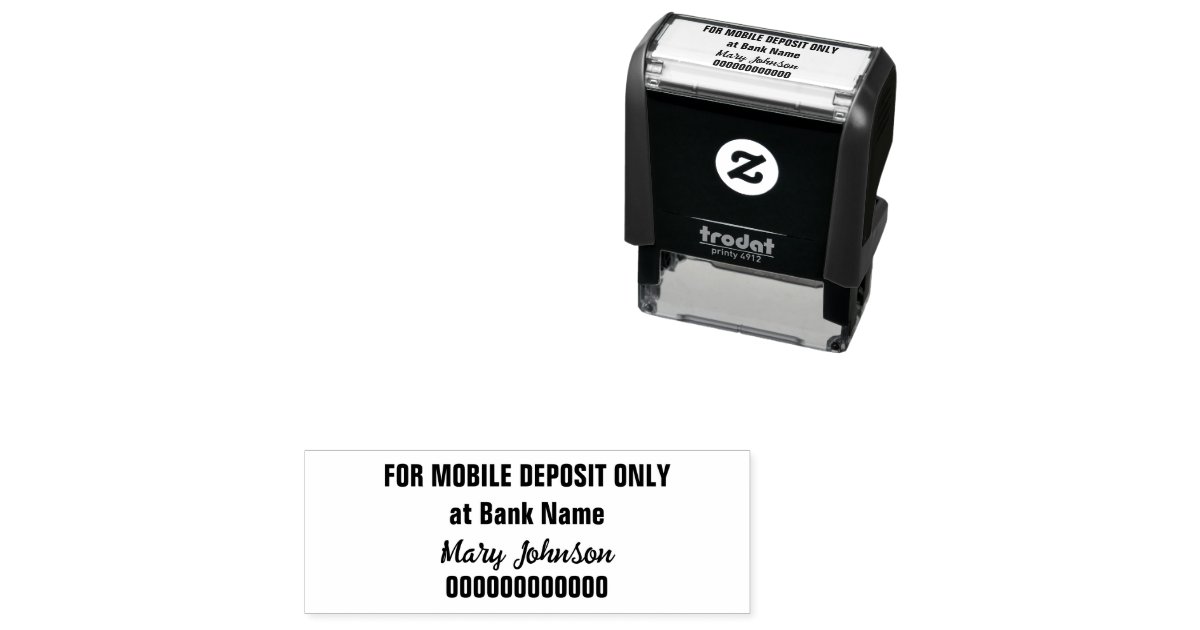 For Mobile Deposit Only Cursive Name Bank Account Self-inking Stamp ...