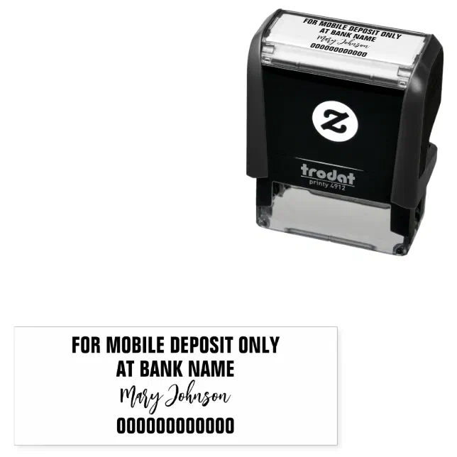 For Mobile Deposit Only "Signature" Bank Name Acct Self-inking Stamp ...