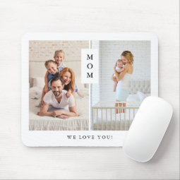 For Mom | Modern Two Photo Grid Mouse Pad | Zazzle
