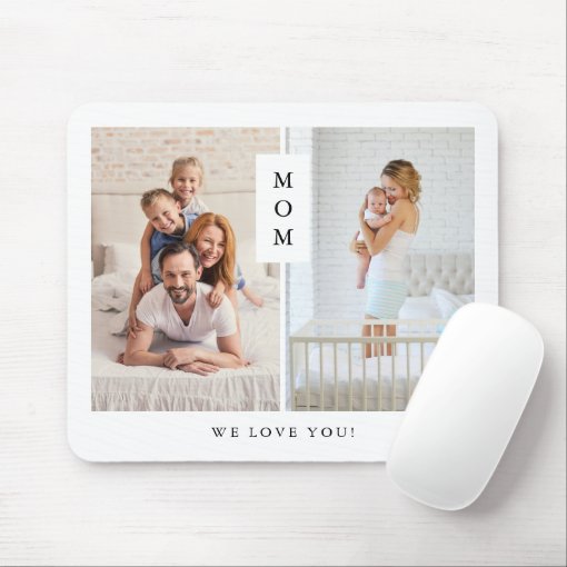 For Mom | Modern Two Photo Grid Mouse Pad | Zazzle