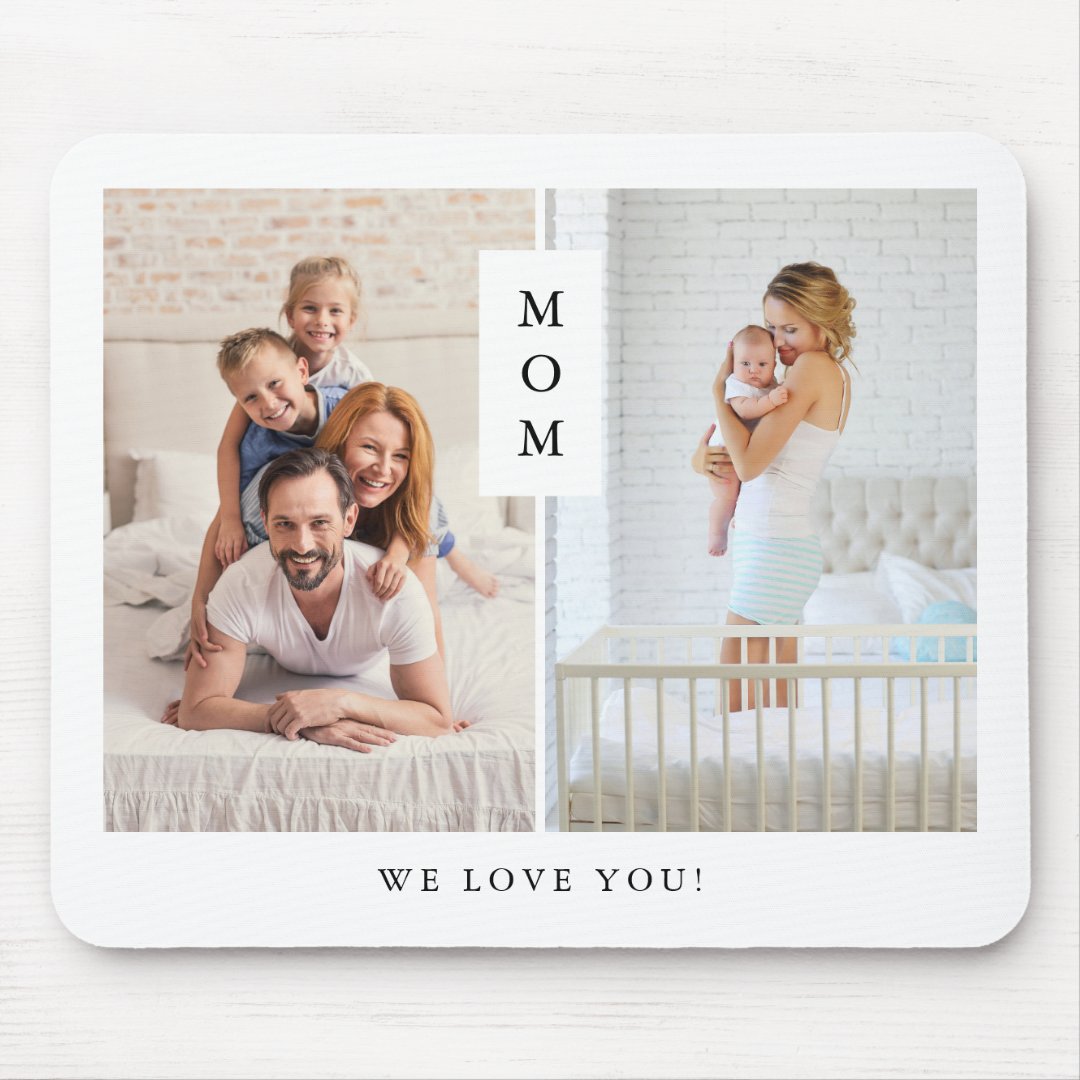 For Mom | Modern Two Photo Grid Mouse Pad | Zazzle