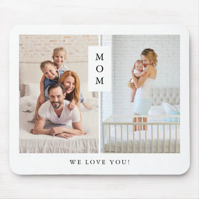 For Mom | Modern Two Photo Grid Mouse Pad | Zazzle
