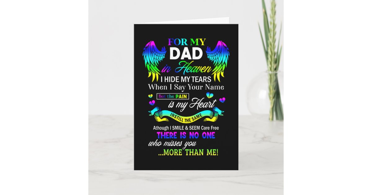 For My Dad In Heaven I Hide My Tears Fathers Day Card | Zazzle