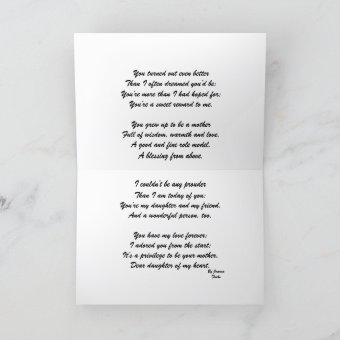 For my daughter on Mother's Day MOT... Card | Zazzle