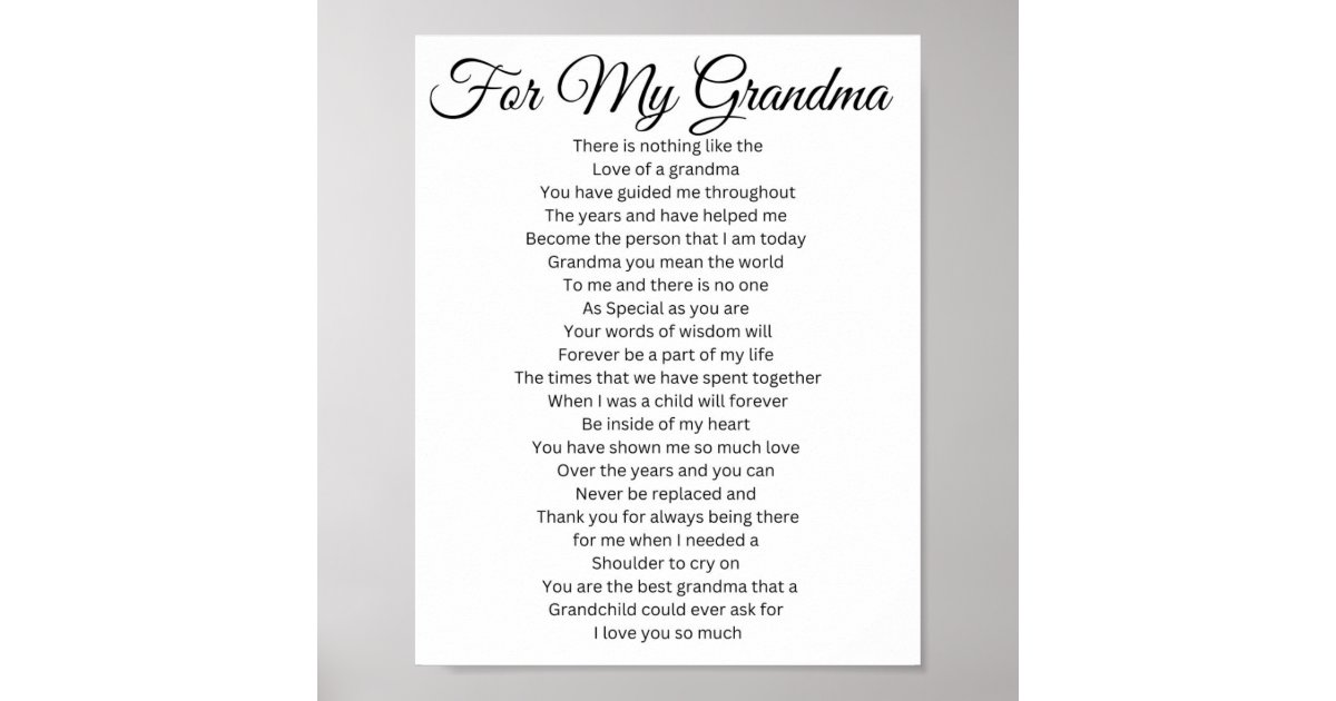 For My Grandma Poster | Zazzle