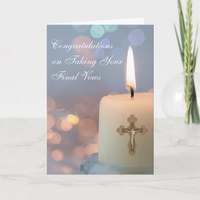 For Nun Congratulations Final Vows Lit Candle Card | Zazzle