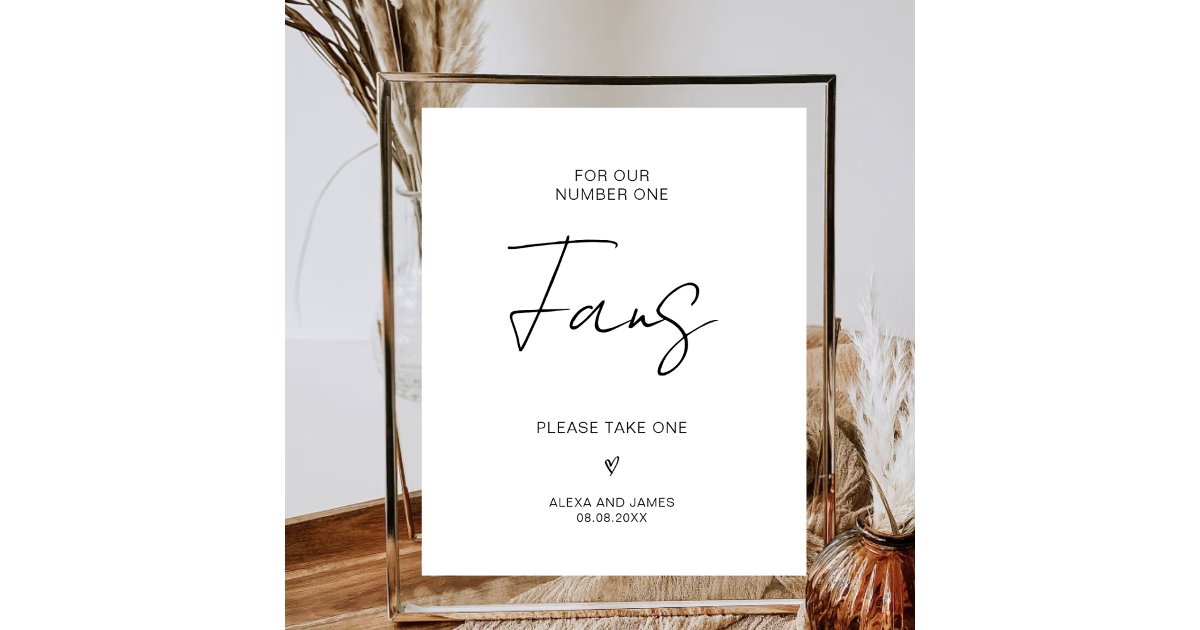 For Our Number One Fans Modern Wedding Fan Favor Poster | Zazzle