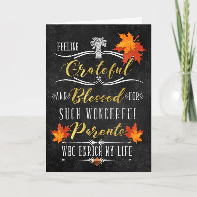 for Parents Thanksgiving Blessings Autumn Chalk Holiday Card | Zazzle