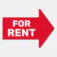 For Rent bold white text on red 2-sided Arrow Sign | Zazzle