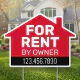 For Rent by Owner - Phone Number House Red Black Sign | Zazzle