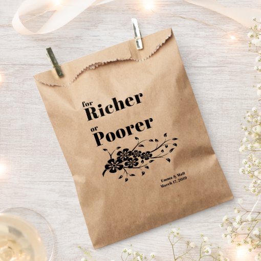 For Richer or Poorer Wedding Favor Bag | Zazzle