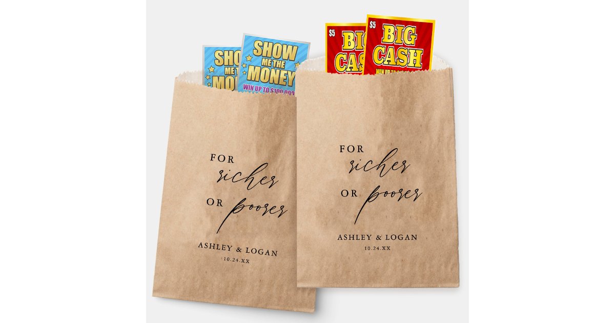 For Richer or Poorer Wedding Scratcher Ticket Favor Bag | Zazzle