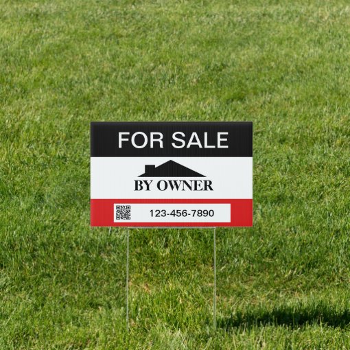 For Sale By Owner House Sale With QR Template Yard Sign | Zazzle