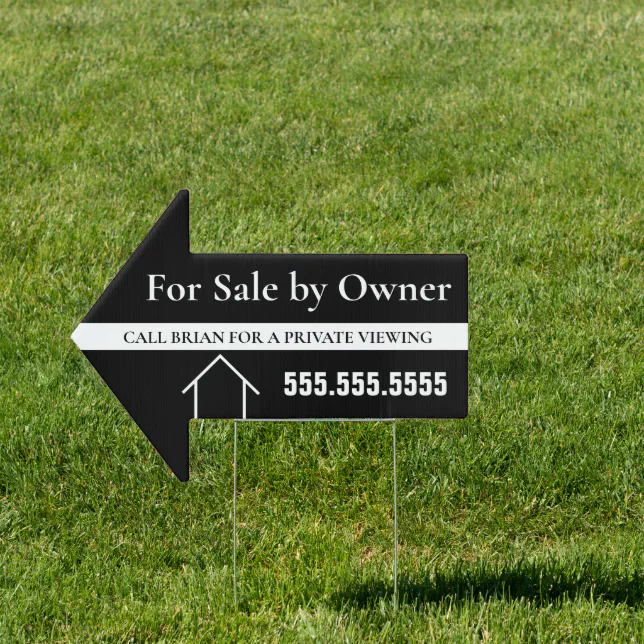 For Sale by Owner Modern Custom Arrow Yard Sign | Zazzle