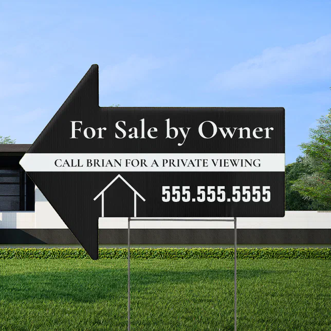 For Sale by Owner Modern Custom Arrow Yard Sign | Zazzle
