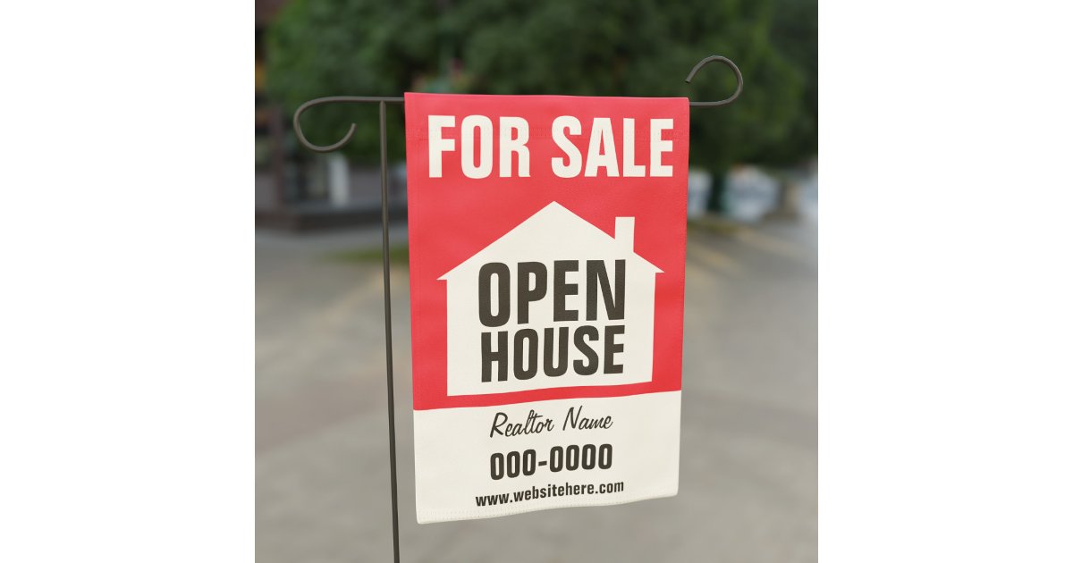 For Sale Open House Real Estate Agent Realtor Flag | Zazzle