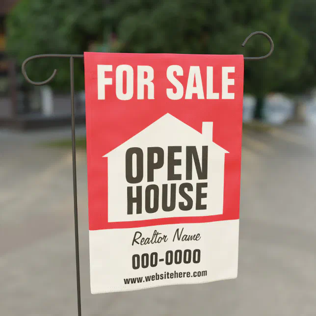 For Sale Open House Real Estate Agent Realtor Flag | Zazzle