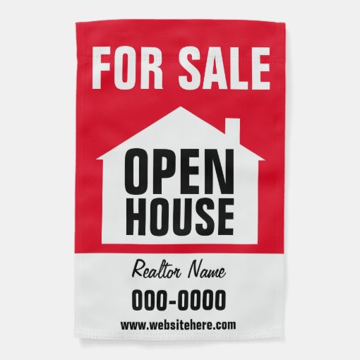 For Sale Open House Real Estate Agent Realtor Flag | Zazzle