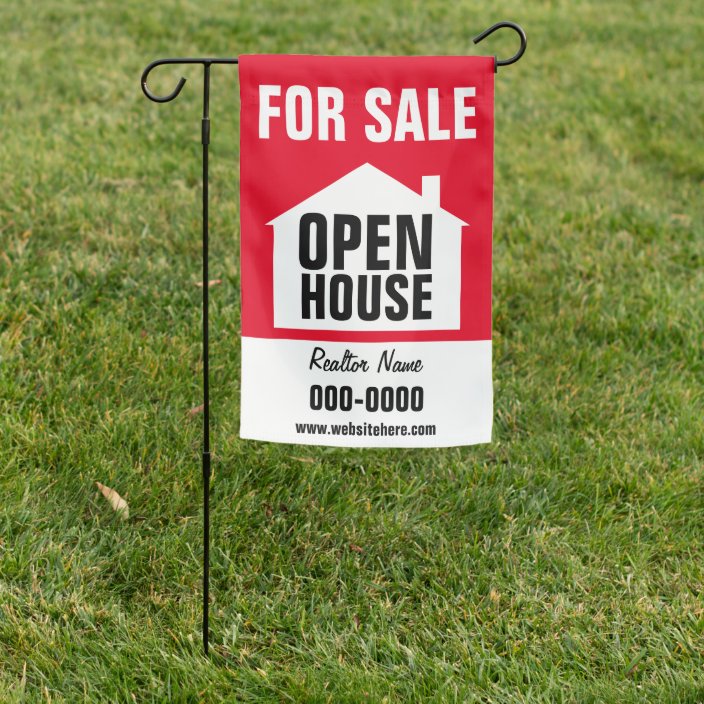For Sale Open House Real Estate Agent Realtor Flag | Zazzle.com