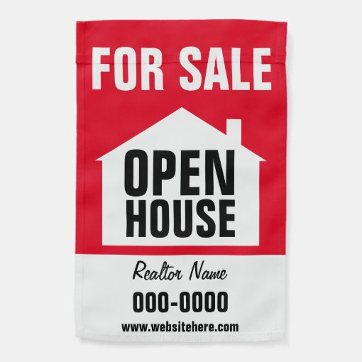 For Sale Open House Real Estate Agent Realtor Flag | Zazzle