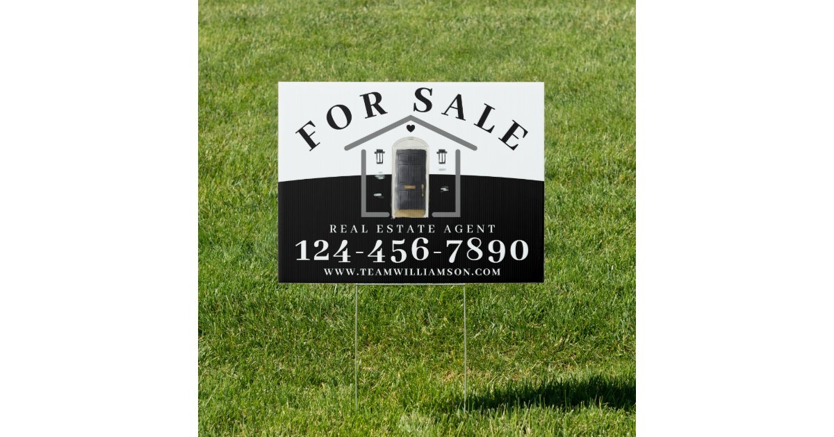 For Sale Real Estate Agent Black Watercolor Door Sign | Zazzle