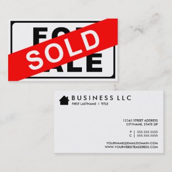 FOR SALE / SOLD sign Business Card | Zazzle