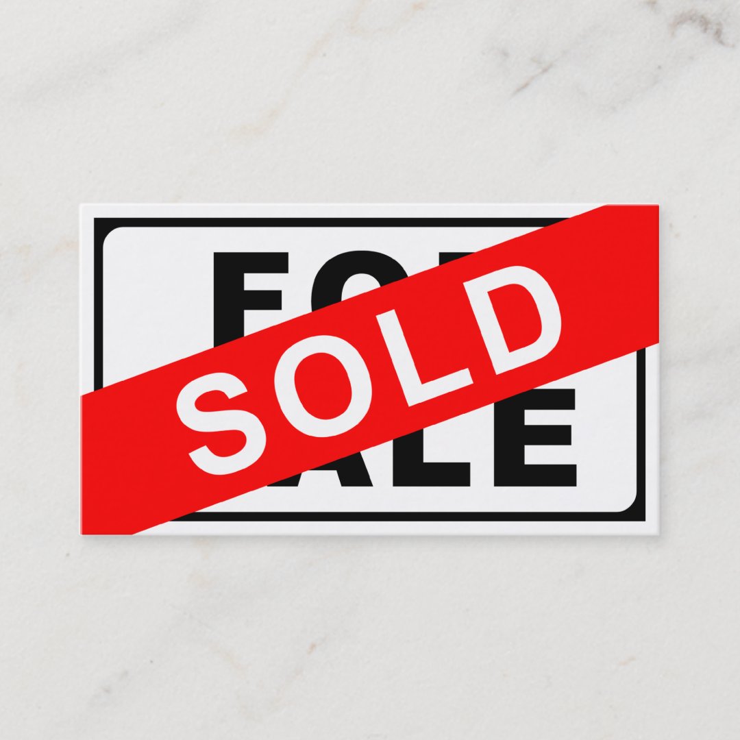 FOR SALE / SOLD sign Business Card | Zazzle