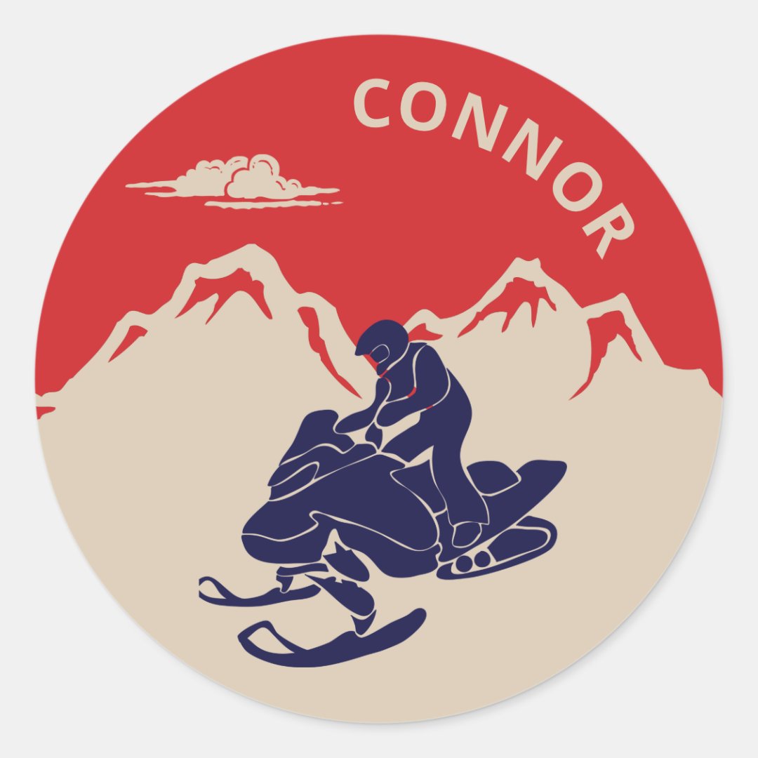 For Snowmobilers Snowmobile Graphic Personalized Classic Round Sticker ...