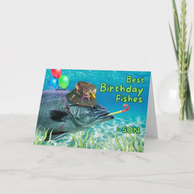 For Son Birthday Fish Ready to Party Card | Zazzle