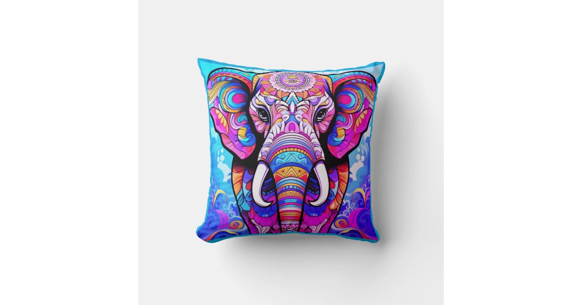 For the Nursery a Colorful Elephant on a Charming Throw Pillow | Zazzle