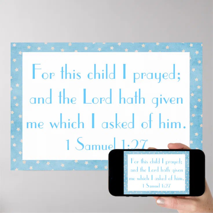 For this child I prayed baby boy poster | Zazzle