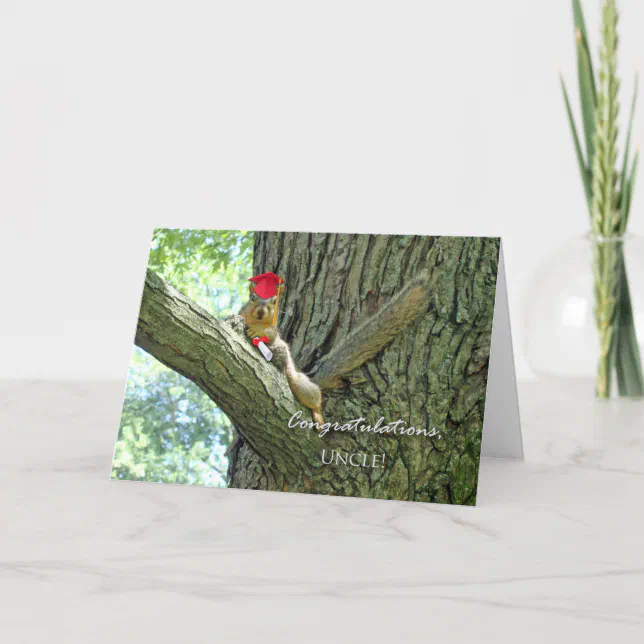 For Uncle Congratulations on Graduation Squirrel Card | Zazzle