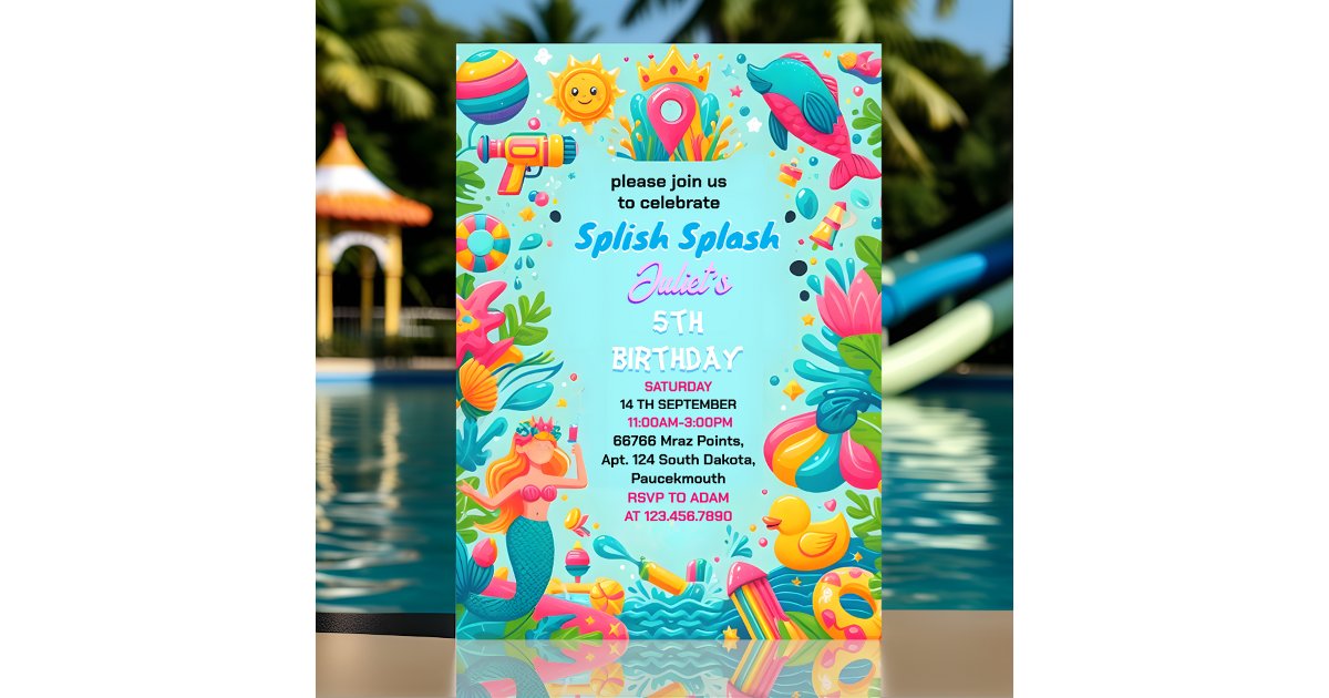 For Water Park Cool Summer splash pad 1st birthday Invitation | Zazzle