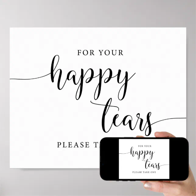 For Your Happy Tears Rustic Wedding Tissues Sign | Zazzle