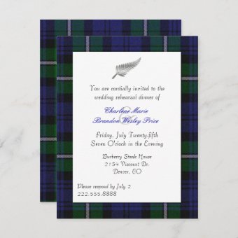 Forbes Plaid Wedding Rehearsal Dinner Invitation | Zazzle