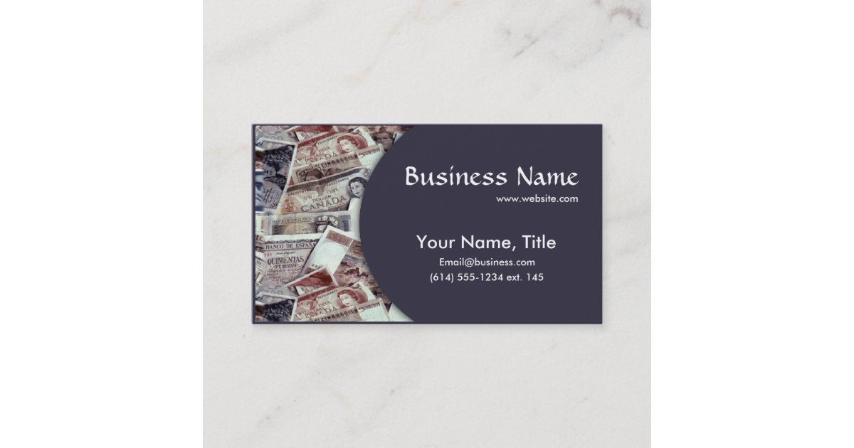 Foreign Currency Money Business Business Card | Zazzle