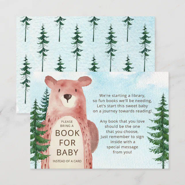 Forest Adventure Bear Boys Baby Shower Enclosure Card | Zazzle